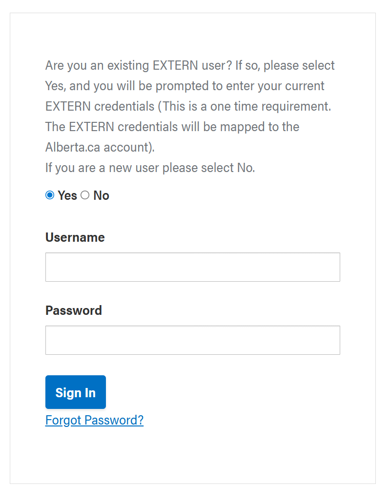 User Login Help | Central Form Repository